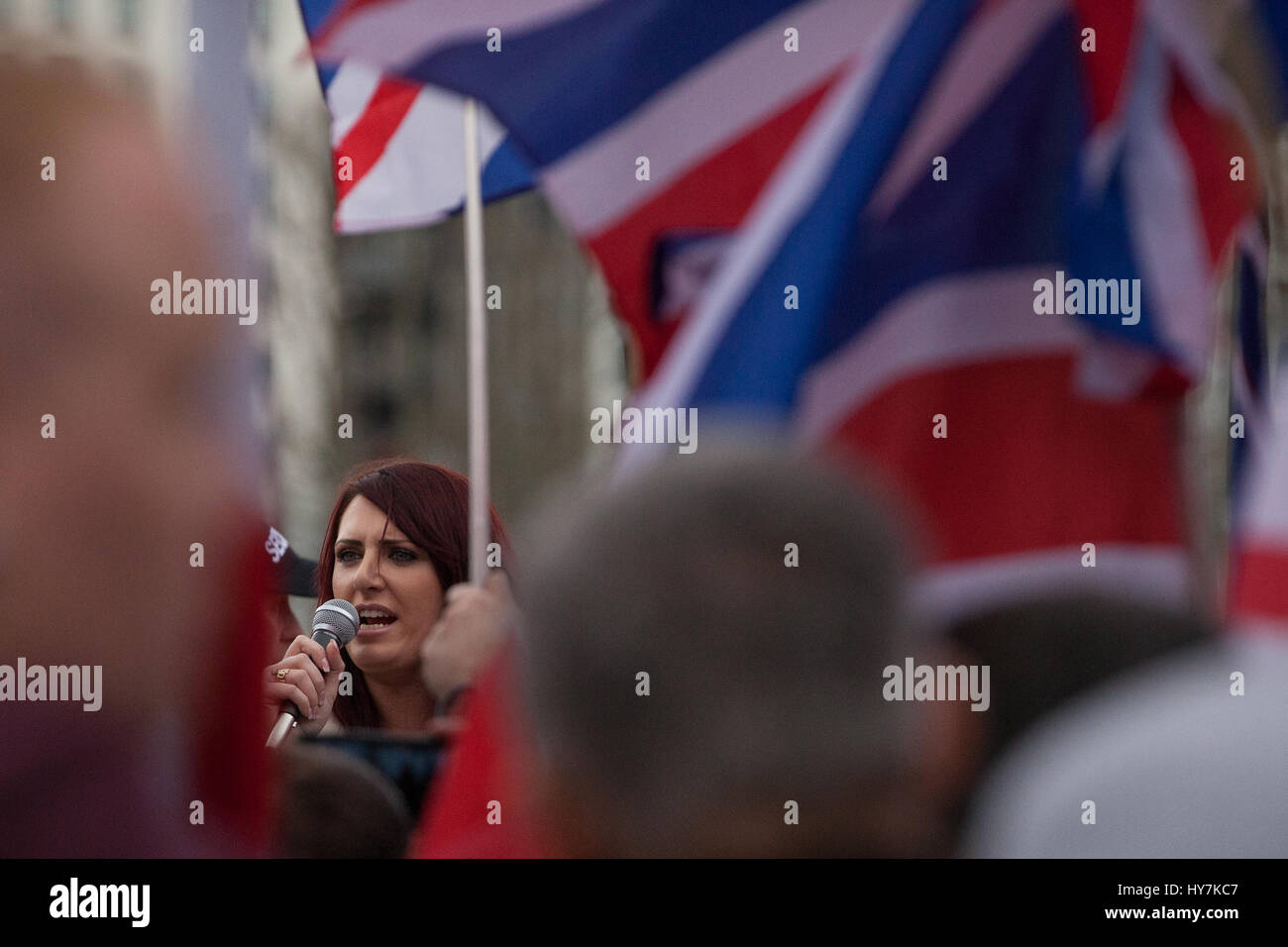 London, UK. 1st April, 2017. Jayda Fransen, acting leader of Britain ...