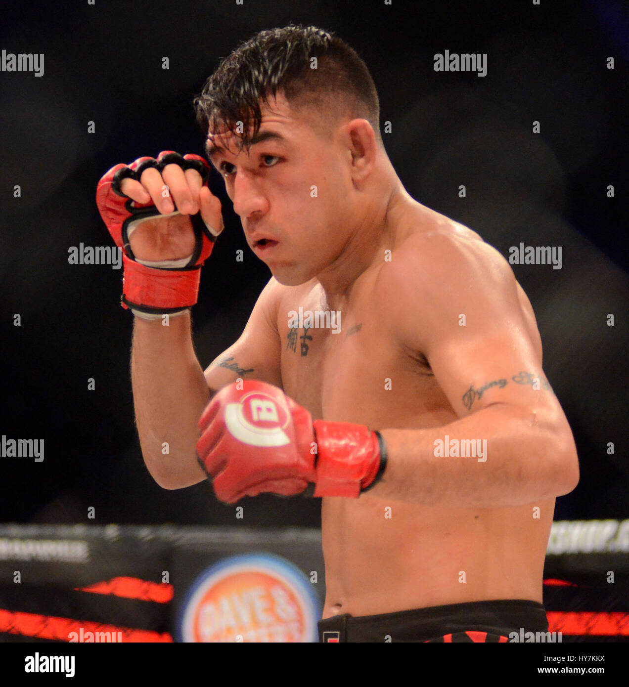 Rosemont, Illinois, USA. 31st Mar, 2017. Emmanuel Sanchez (red tape) in ...