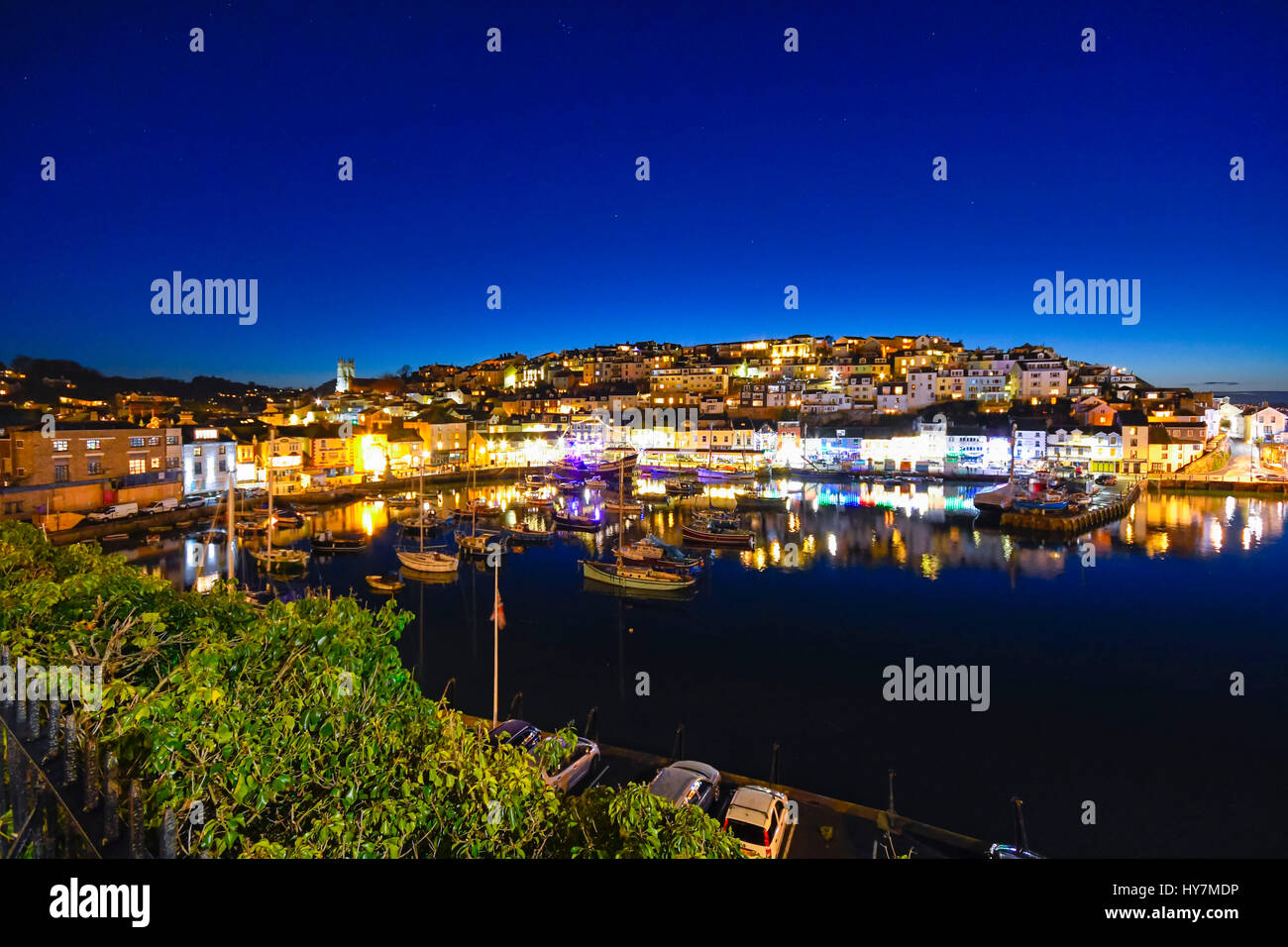 Brixham harbour at night hi-res stock photography and images - Alamy