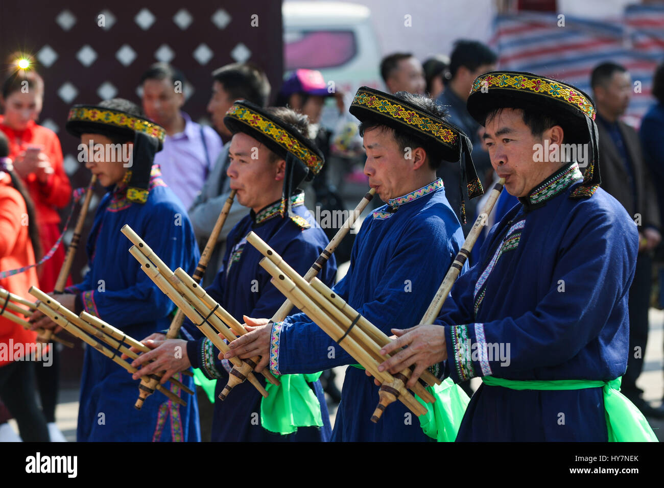 People attend the 2016 Miao traditional Huashan Festival which means ...