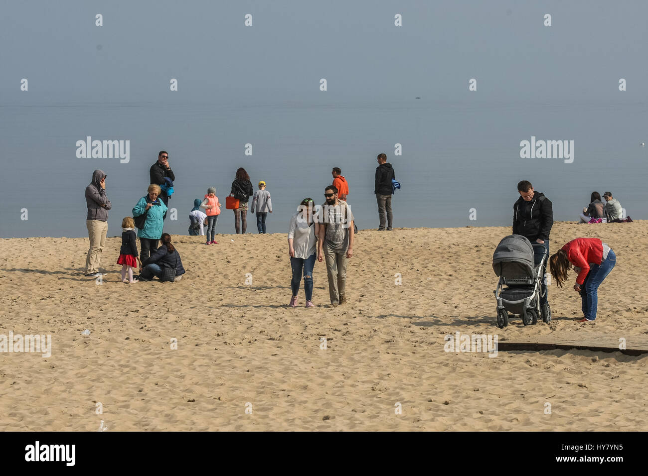 Gdansk, Poland. 02nd Apr, 2017. People enjoing warm weather, at the ...