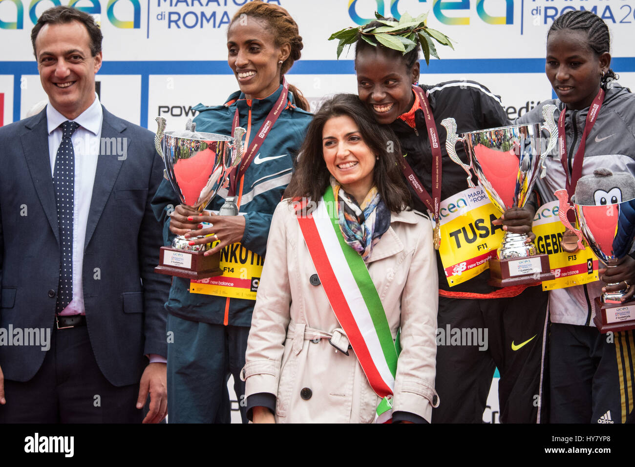 Rome, Italy. April 02 2017. Runners complete during the 23 edition of ...