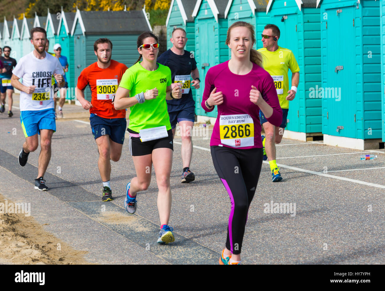 Bournemouth, Dorset, UK. 2nd Apr, 2017. Runners taking part in the half ...