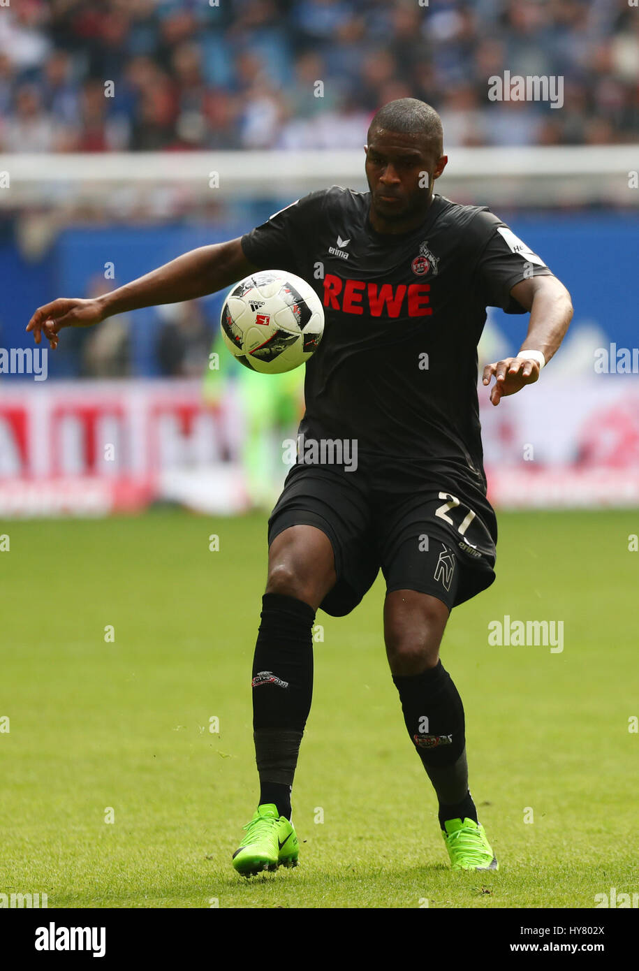 Cologne's Anthony Modeste controls the ball during the Bundesliga ...