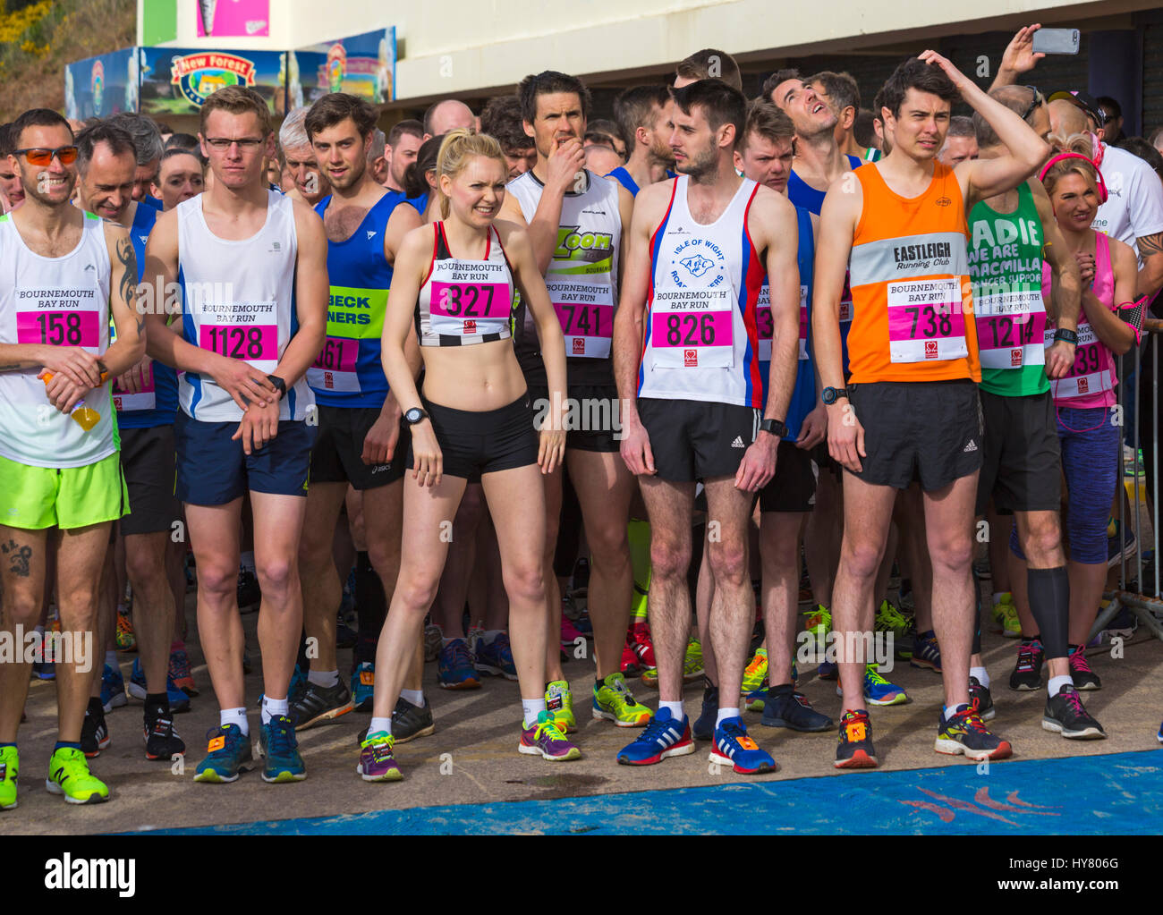 Bournemouth, Dorset, UK. 2nd Apr, 2017. Runners at the start of the 10k ...