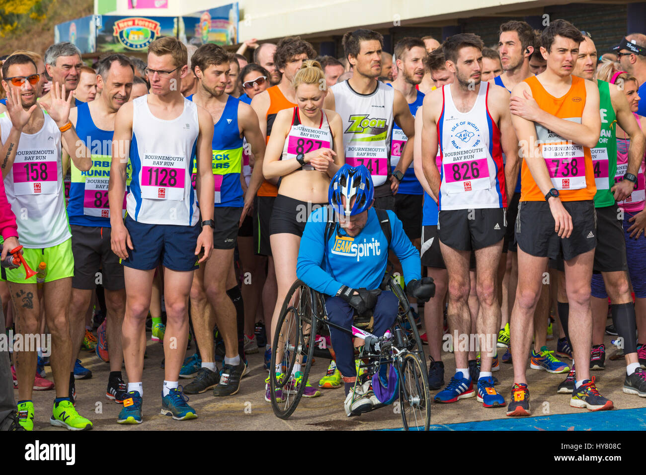 Bournemouth, Dorset, UK. 2nd Apr, 2017. Runners at the start of the 10k ...