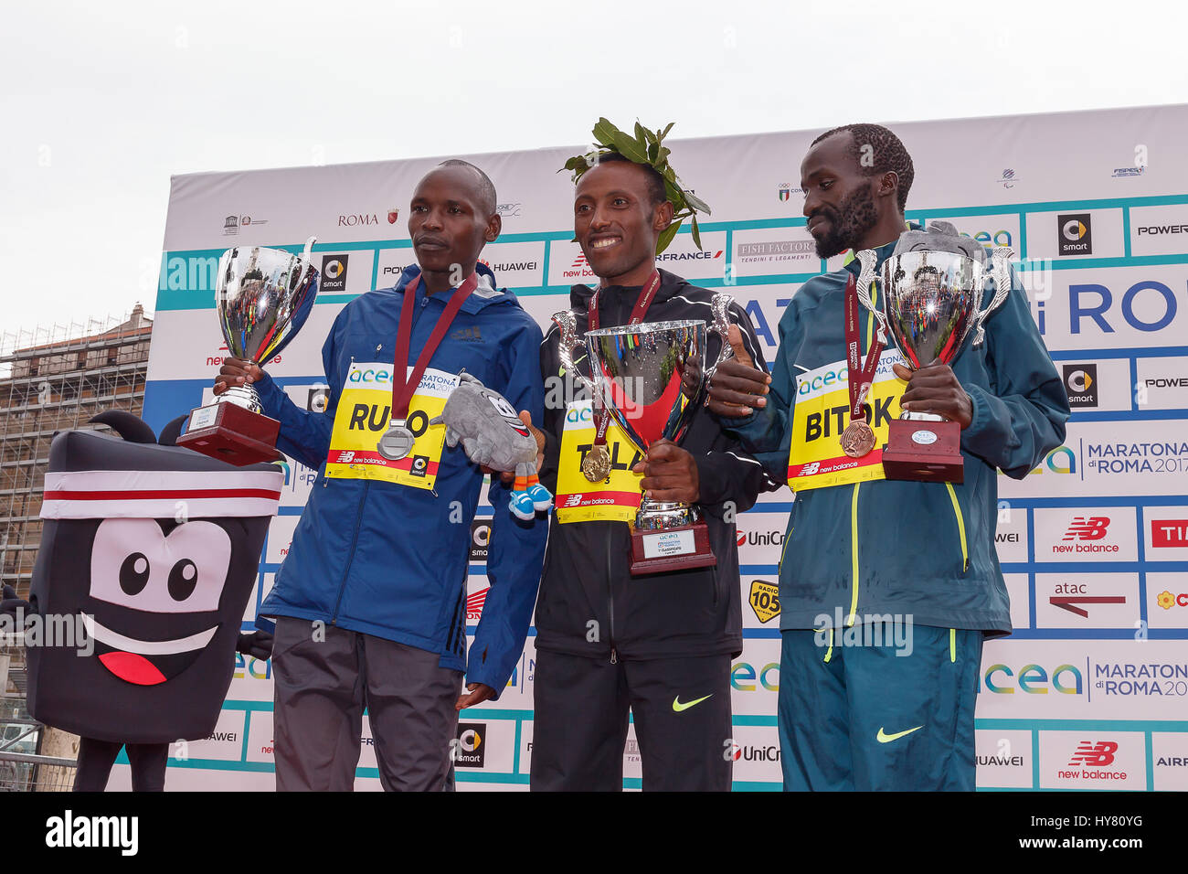 Rome, Italy. 02nd Apr, 2017. On stage with the top three finishers in ...