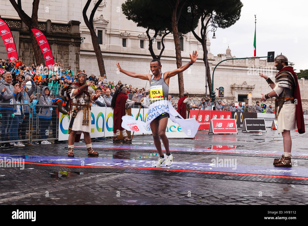 Rome, Italy - April 2, 2017: Tola Shura Kitata is the winner of the men ...