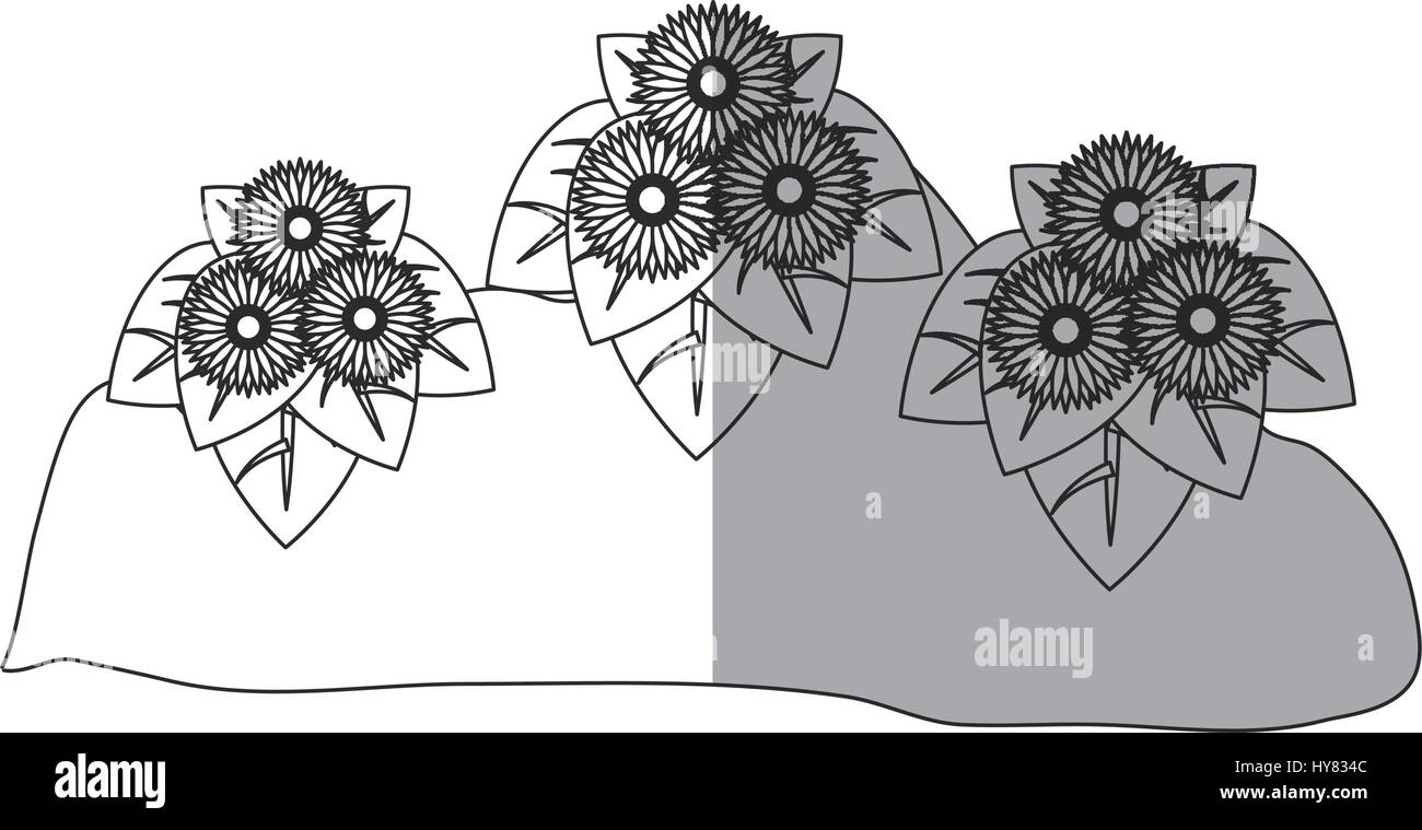 beautiful flowers growing in the soil icon over white background ...