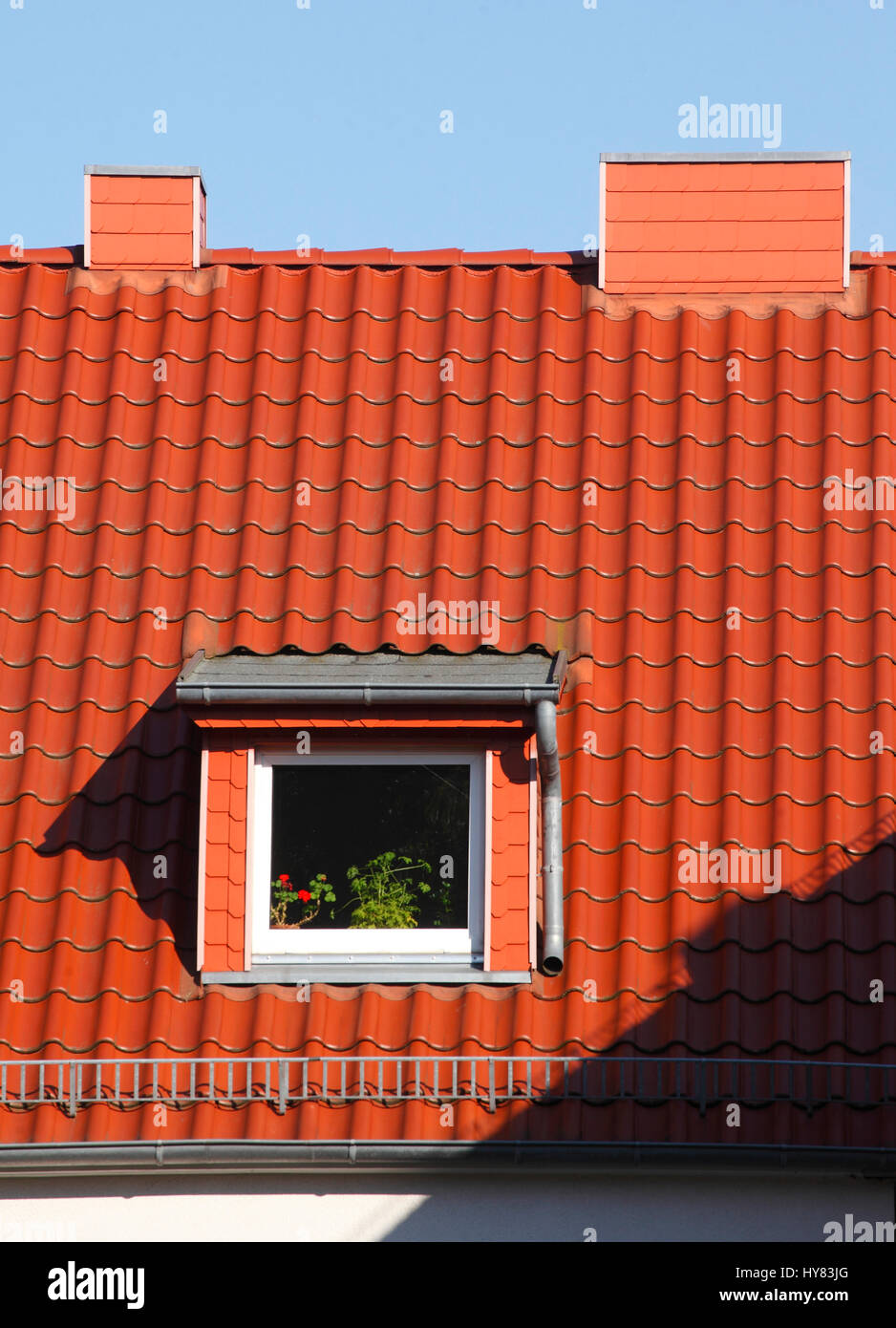 red roof, window, chimneys Stock Photo - Alamy