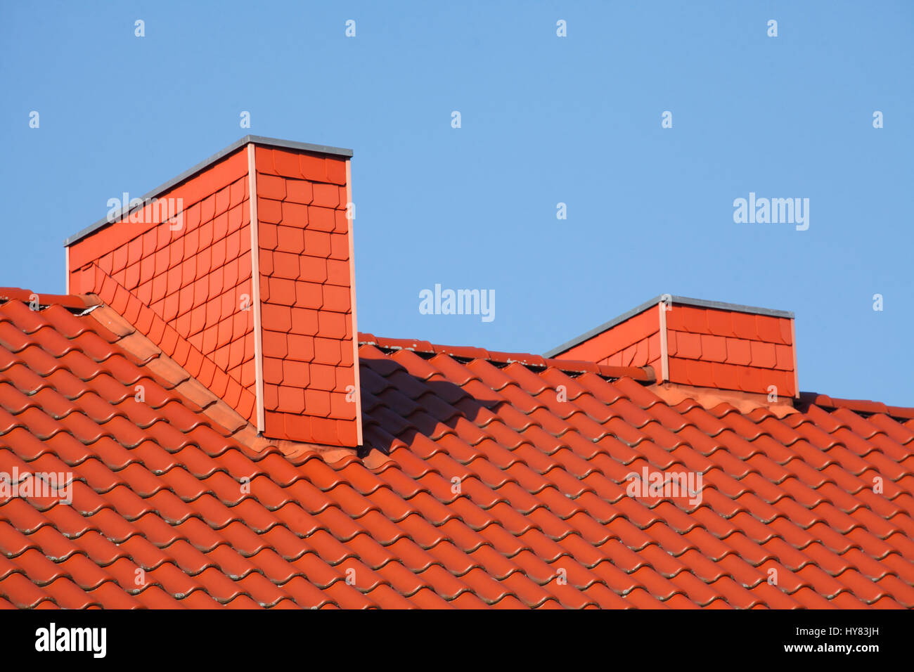 red roof, chimneys Stock Photo - Alamy