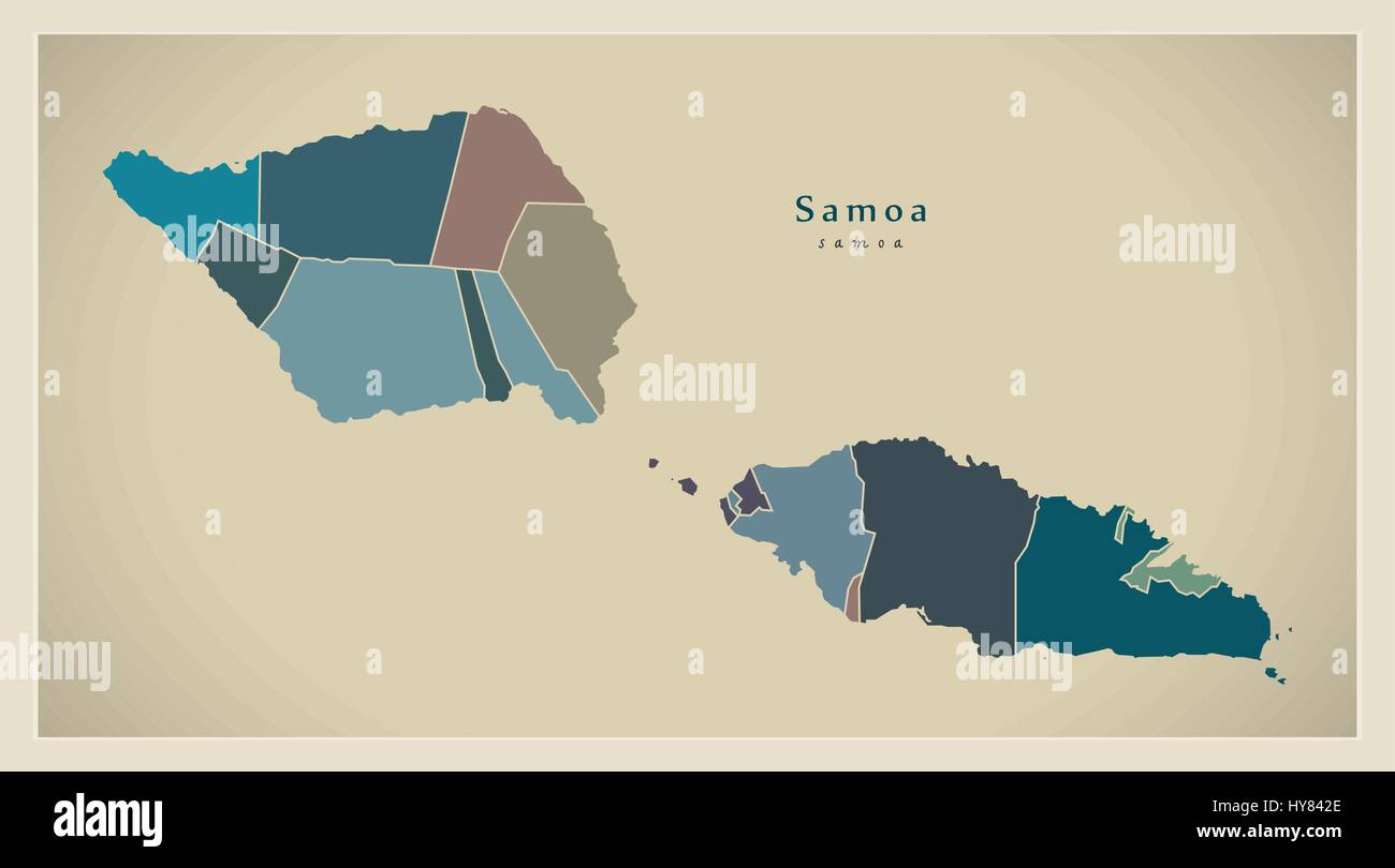 Modern Map - Samoa with districts colored WS Stock Vector Image & Art ...