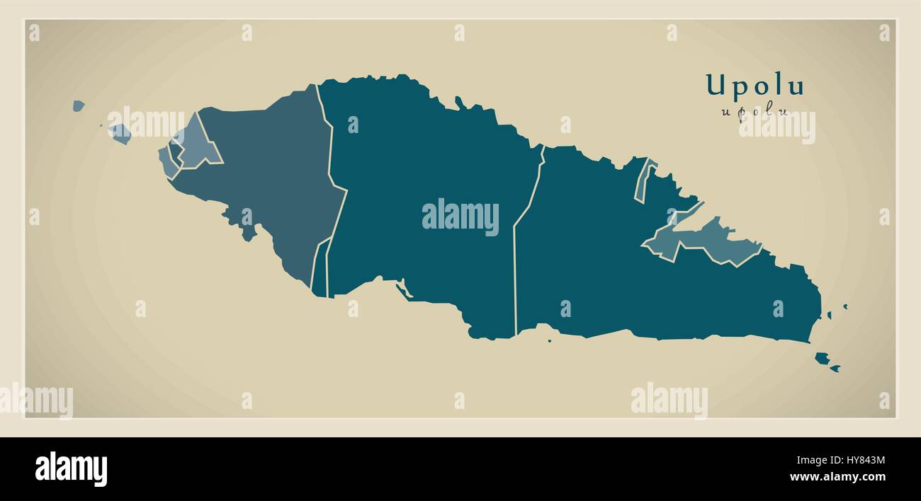 Modern Map - Upolu with districts WS Stock Vector Image & Art - Alamy