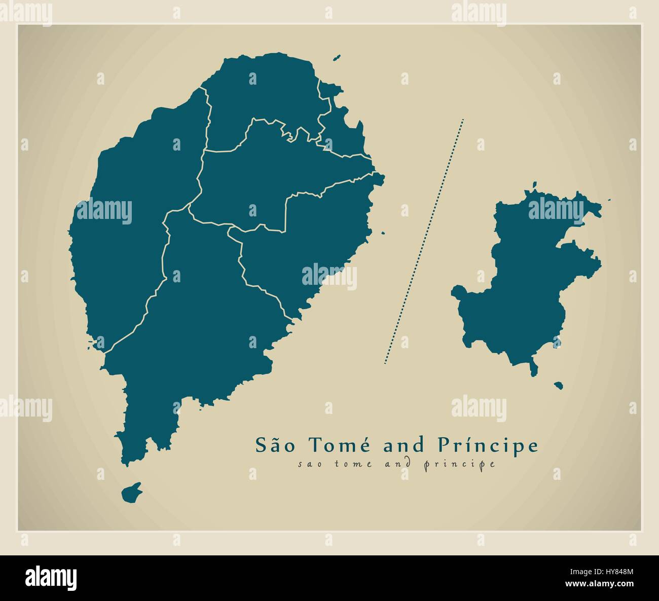 Modern Map - Sao Tome and Principe with districts ST Stock Vector Image ...