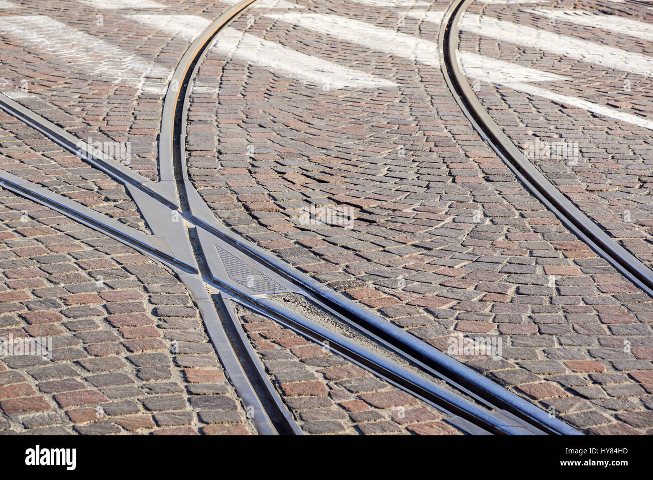 Tramway tram crossing road hi-res stock photography and images - Alamy