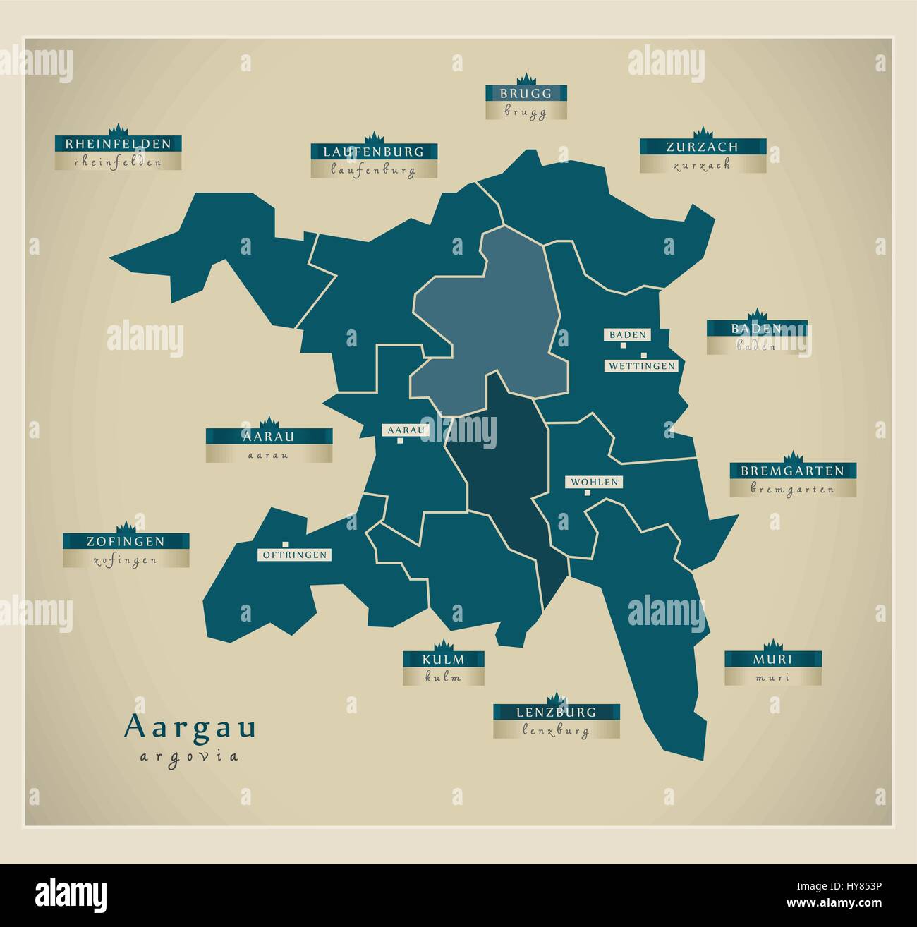 Aargau map hi-res stock photography and images - Alamy