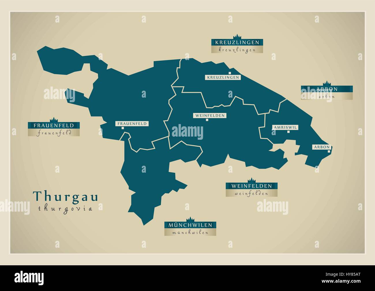 Modern Map - Thurgau CH Stock Vector Image & Art - Alamy