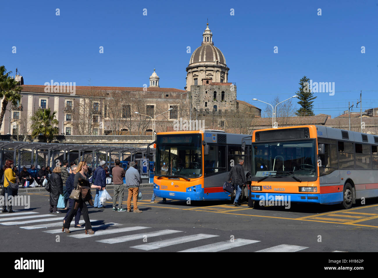 Coach station, Piazza Paolo Borsellino, Catania, Sicily, Italy ...