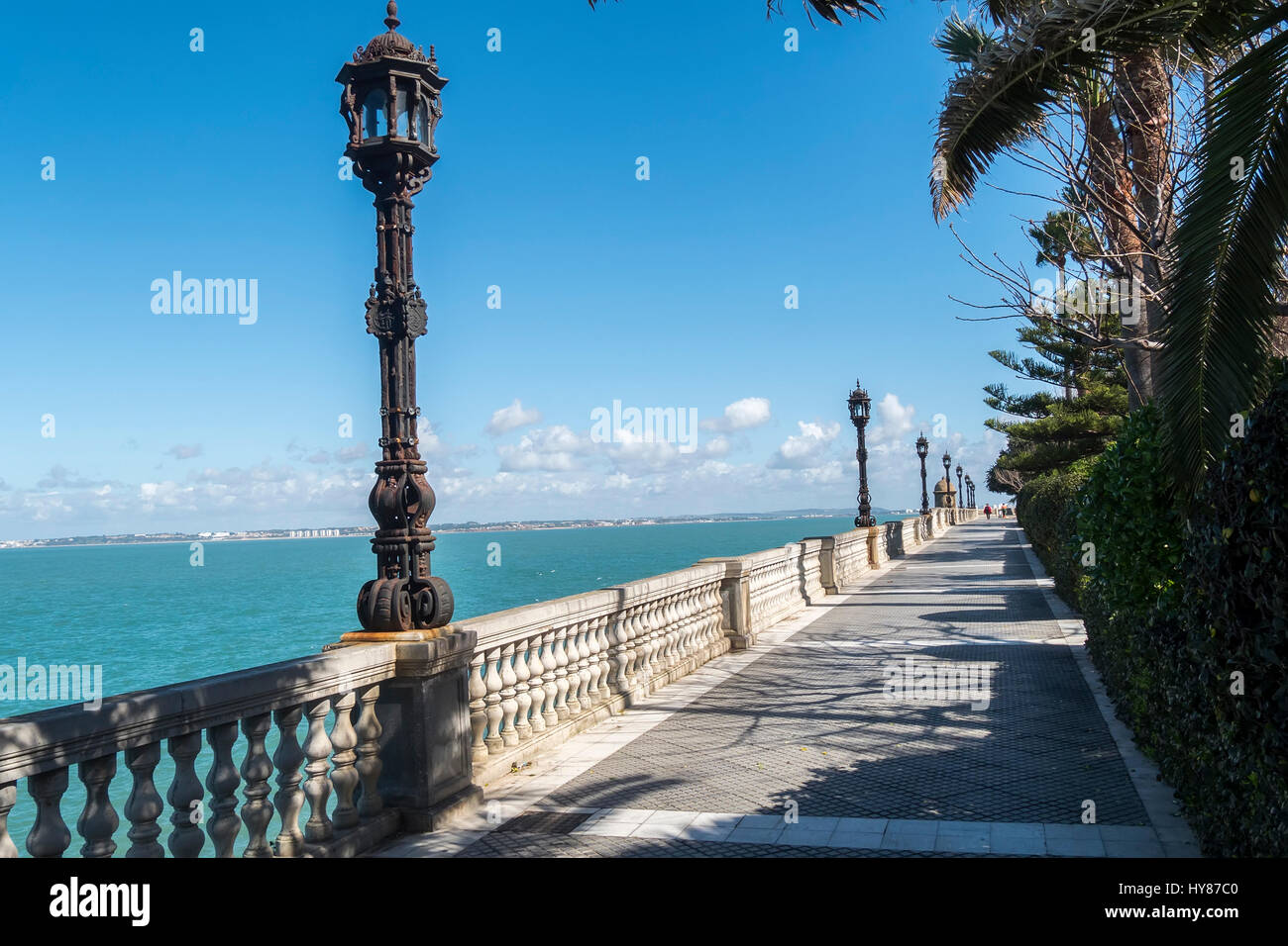 Boardwalk of Cadiz, Genoves Park, Andalusia, Spain. Sea, Sunny day and ...