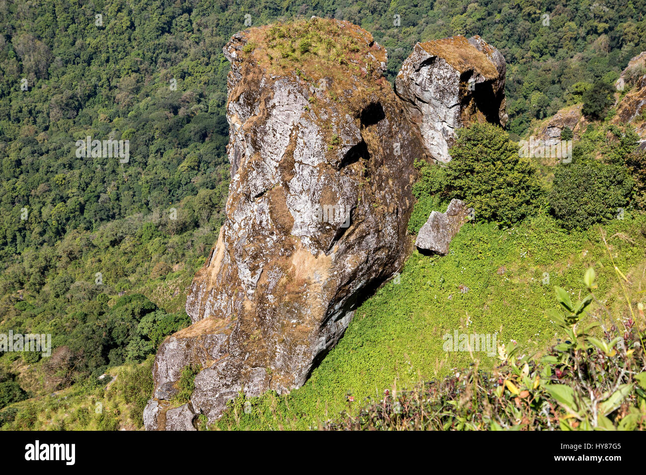 A rock called "Pha-Ngam Noi" on the Kew Mae Pan Nature Trail in Doi ...