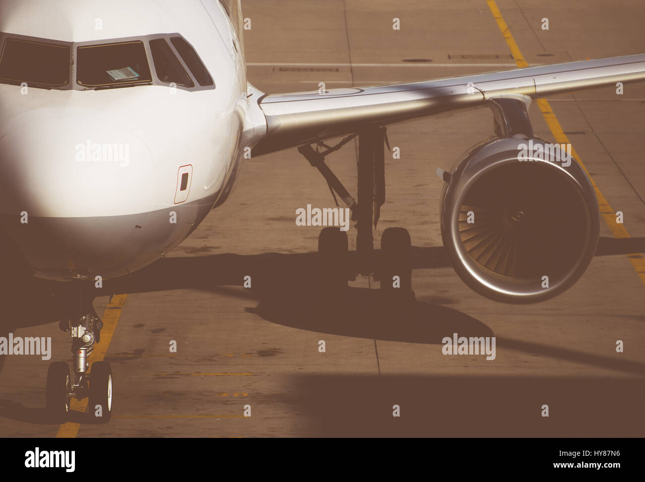 Close-up view of airplane on airfield in airport Stock Photo - Alamy