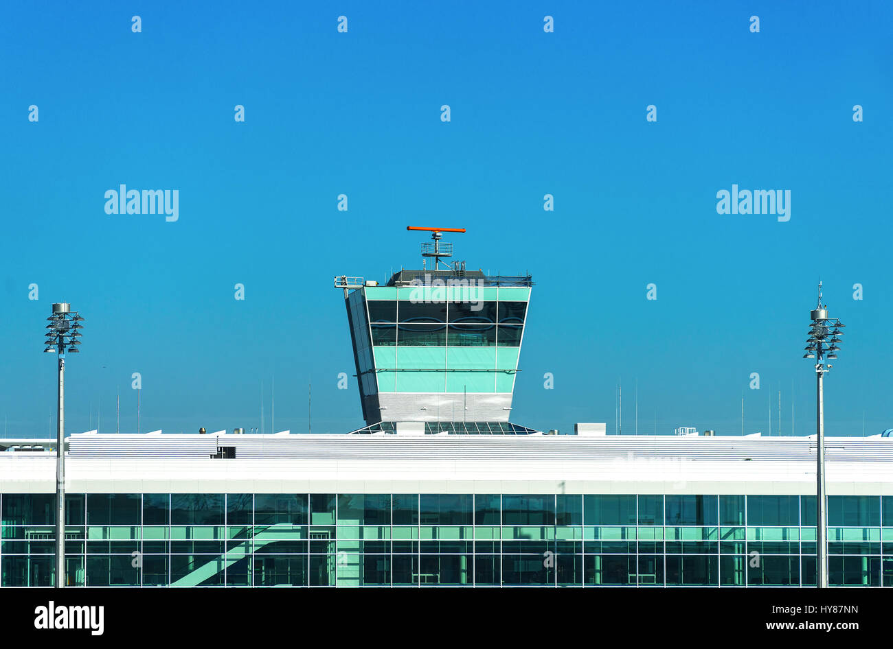Air traffic control tower in the airport Stock Photo - Alamy