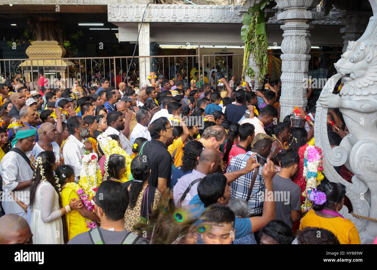 Thaipusam crowd at the entrance of Batu Cave temple, Kuala Lumpur ...