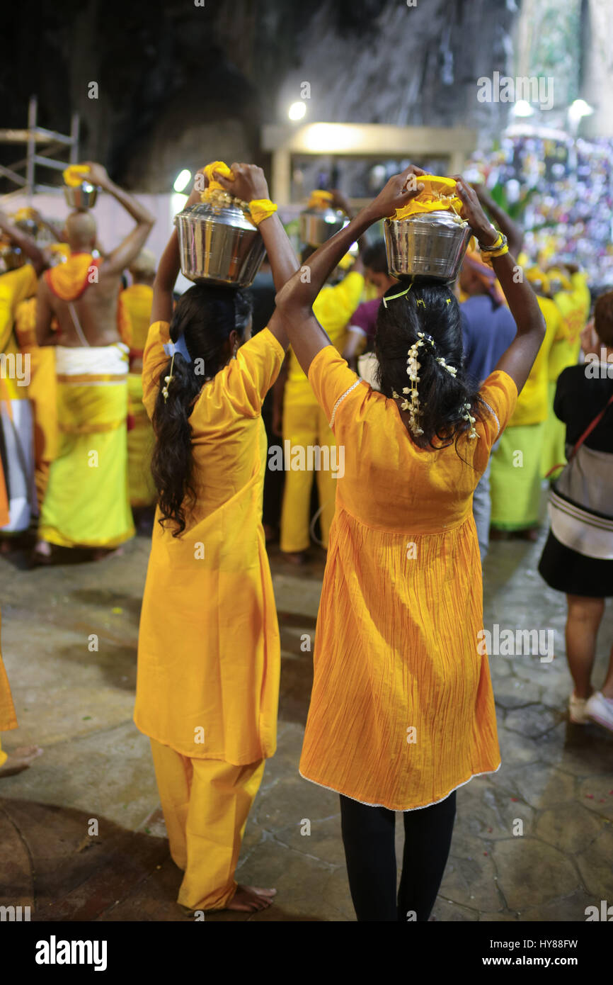 Female paal kudam bearers at Batu Cave temple, Kuala Lumpur Malaysia ...