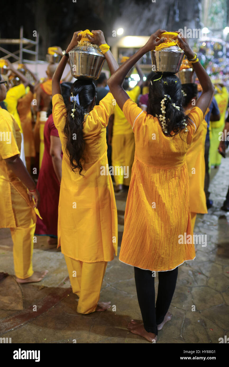 Female paal kudam bearers at Batu Cave temple, Kuala Lumpur Malaysia ...