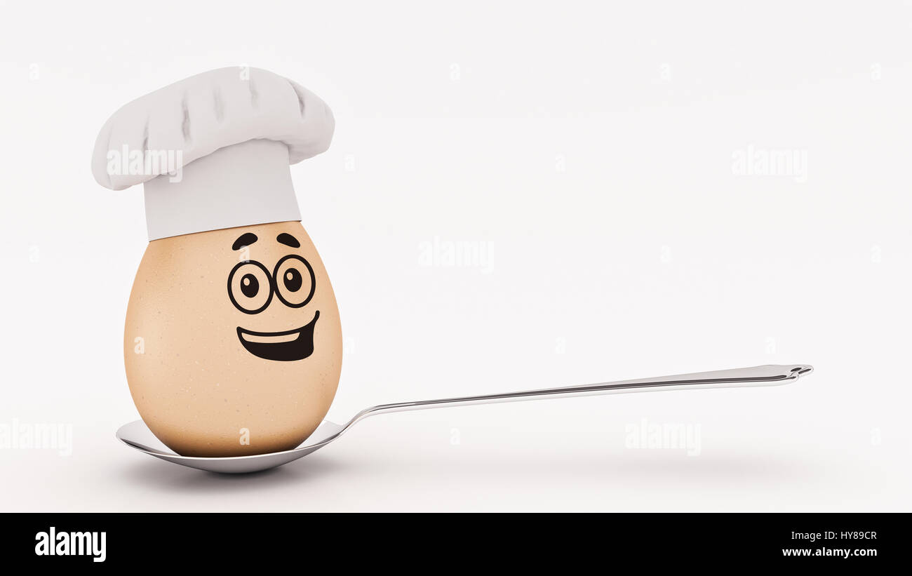 chef egg. concept cook. 3d rendering Stock Photo - Alamy