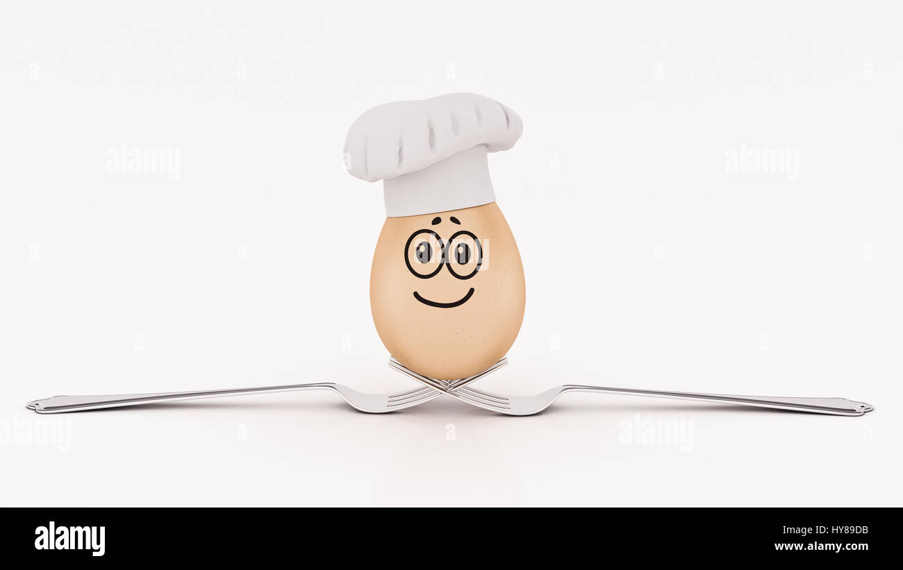 chef egg. concept cook. 3d rendering Stock Photo - Alamy