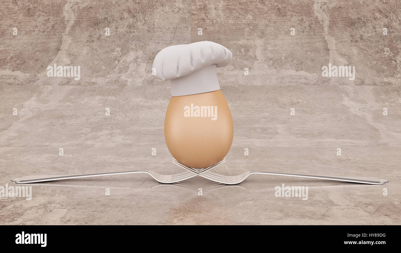 chef egg. concept cook. 3d rendering Stock Photo - Alamy