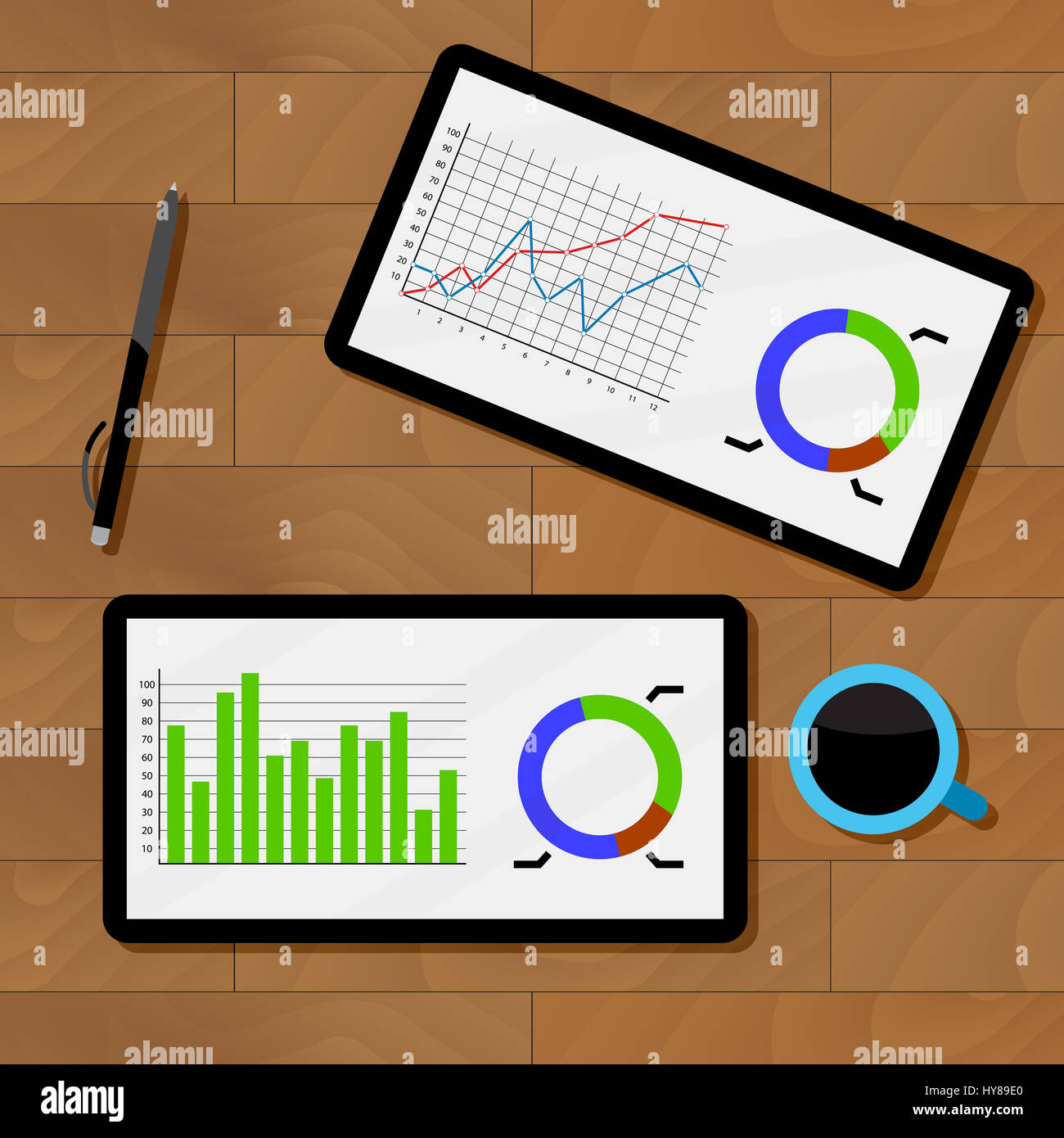 Statistics analysis chart. Analyzing data and review chart on tablet ...