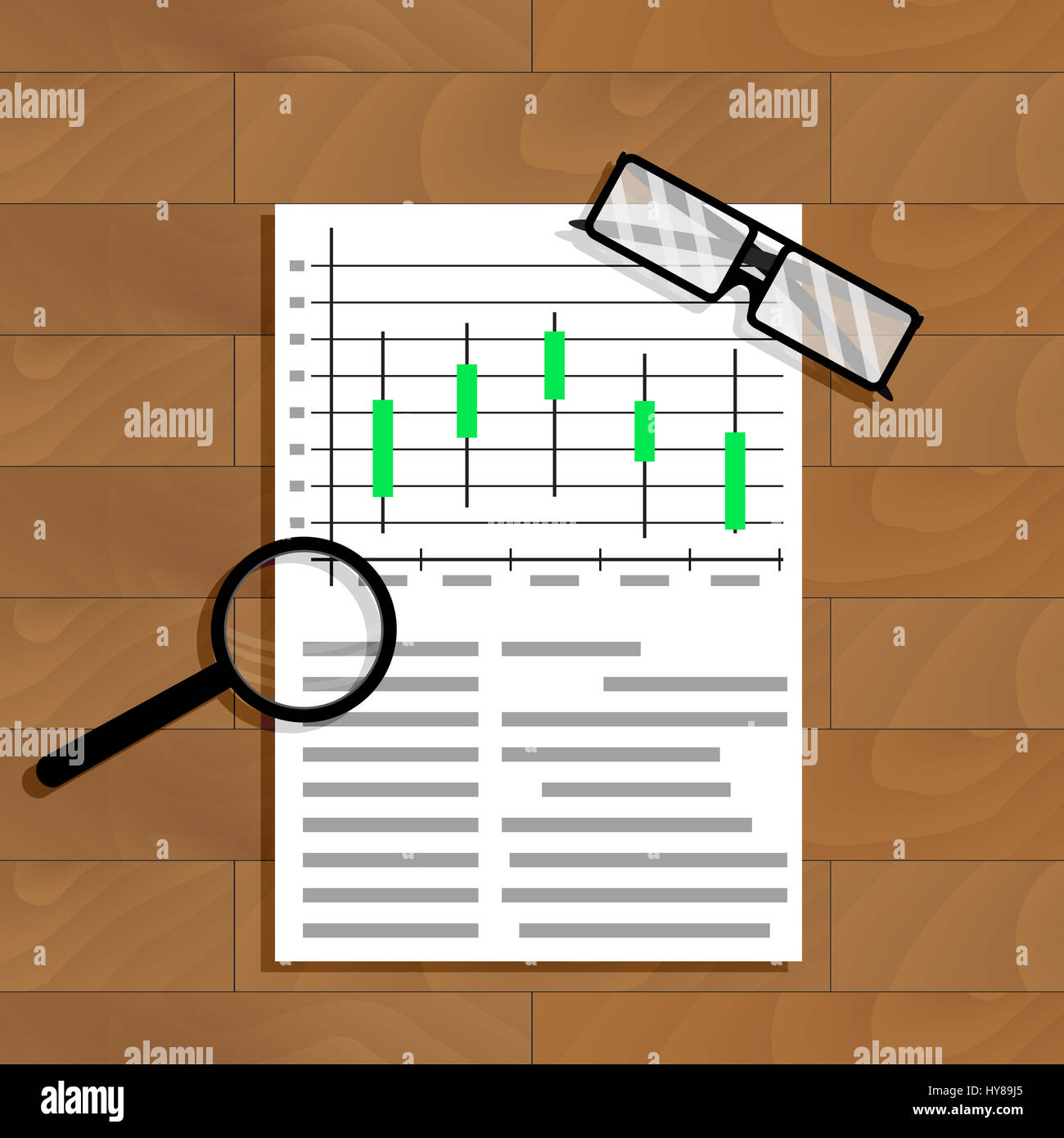 Chart and graphic. Research document data, vector illustration Stock ...
