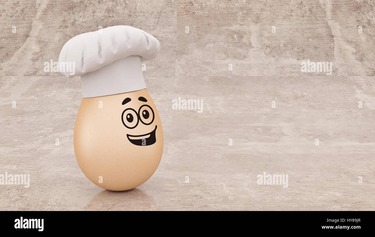 chef egg. concept cook. 3d rendering Stock Photo - Alamy