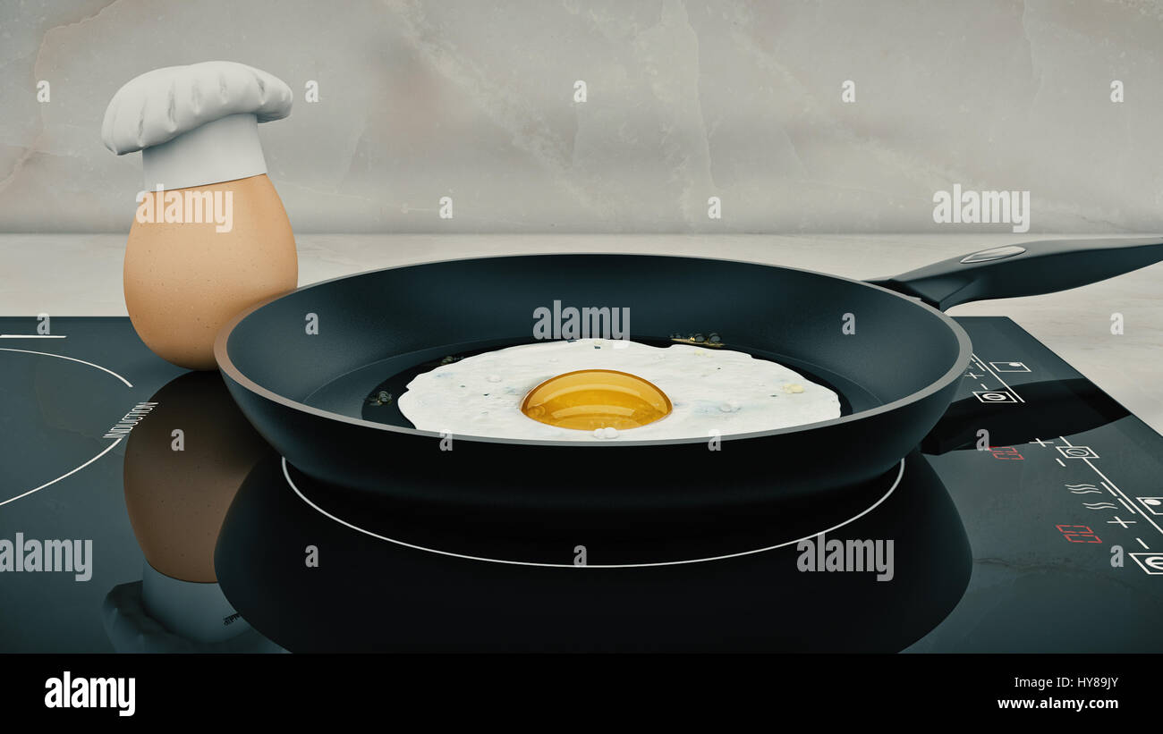 chef egg. concept cook. 3d rendering Stock Photo - Alamy