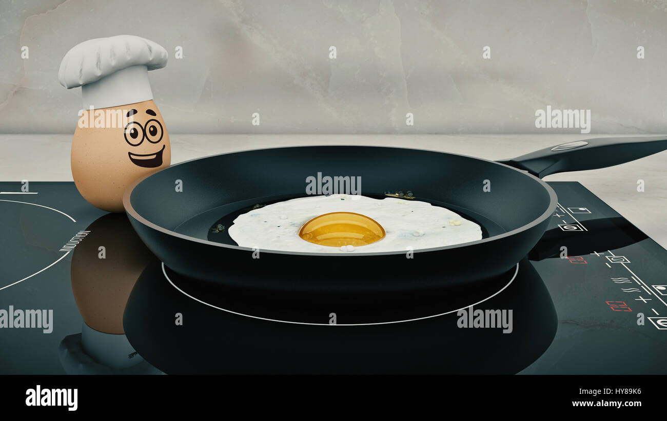 chef egg. concept cook. 3d rendering Stock Photo - Alamy