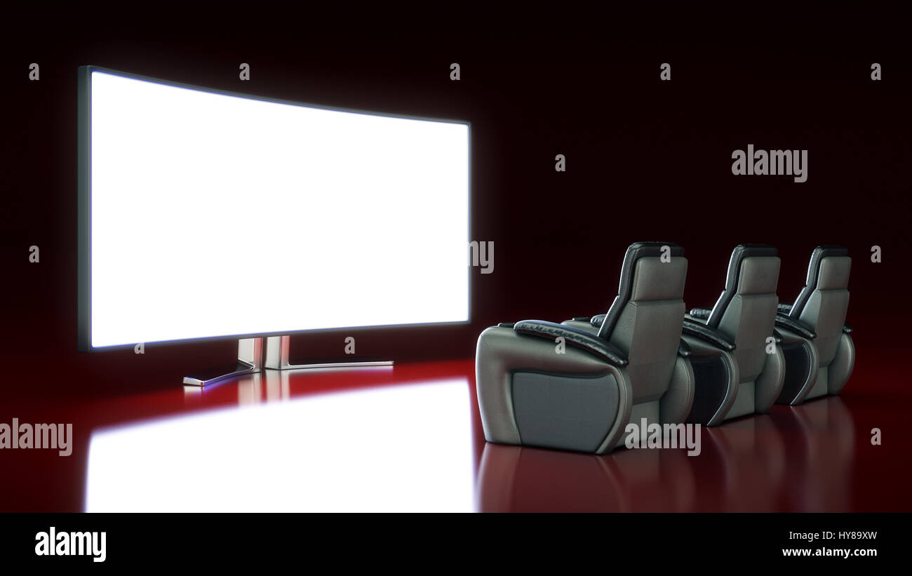 Movie Theater with blank screen. 3d rendering Stock Photo - Alamy