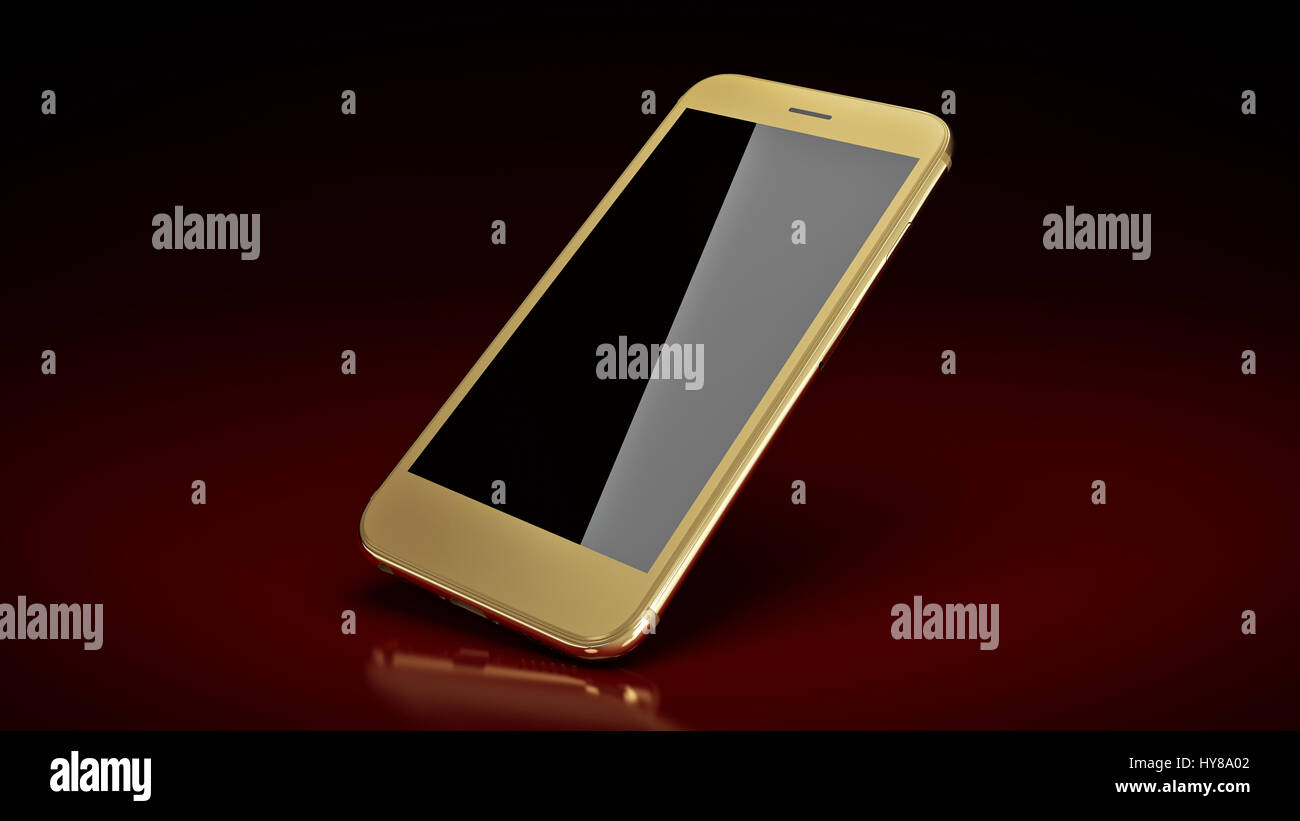 Smartphone gold. 3d rendering Stock Photo - Alamy