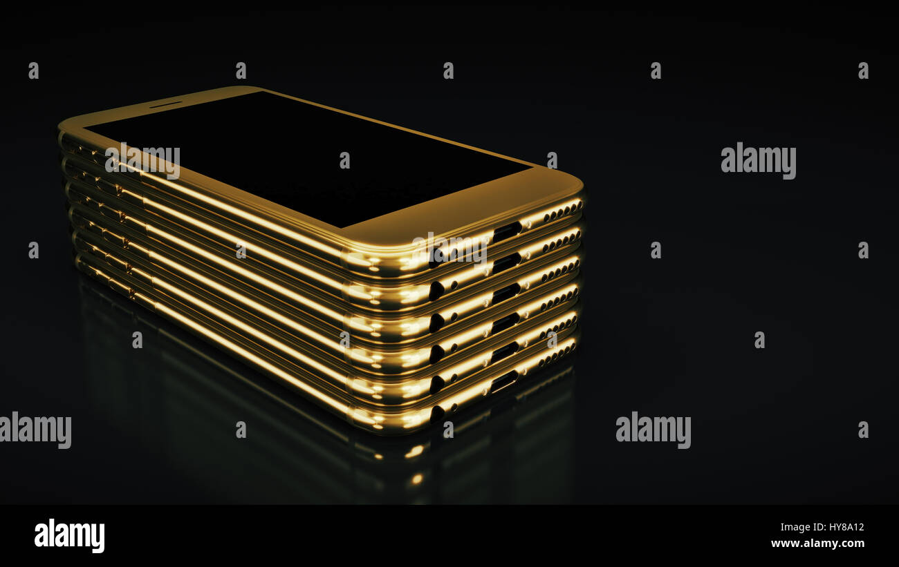 Smartphone gold. 3d rendering Stock Photo - Alamy