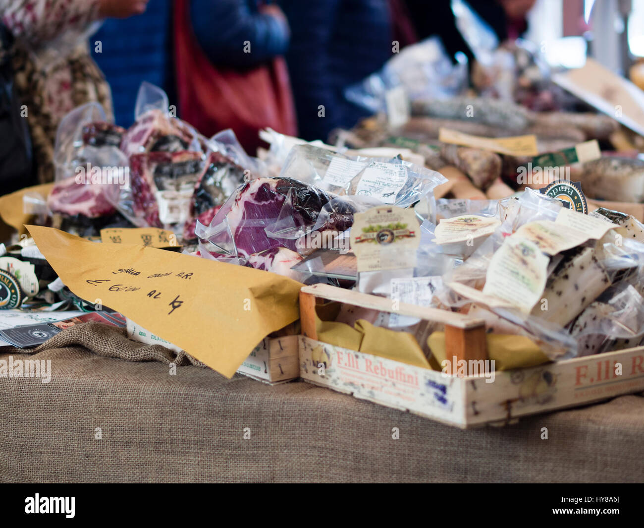 stalls and producers at Salumi da re, prosciutto culatello ham and cold ...
