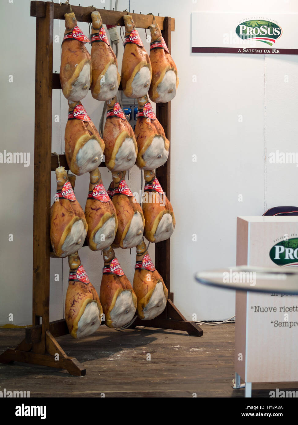 stalls and producers at Salumi da re, prosciutto culatello ham and cold ...