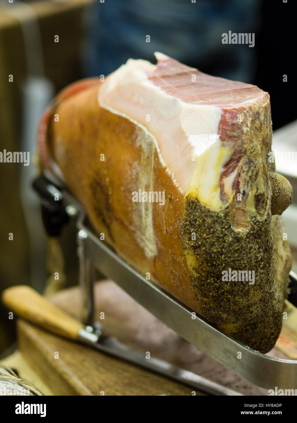 stalls and producers at Salumi da re, prosciutto culatello ham and cold ...