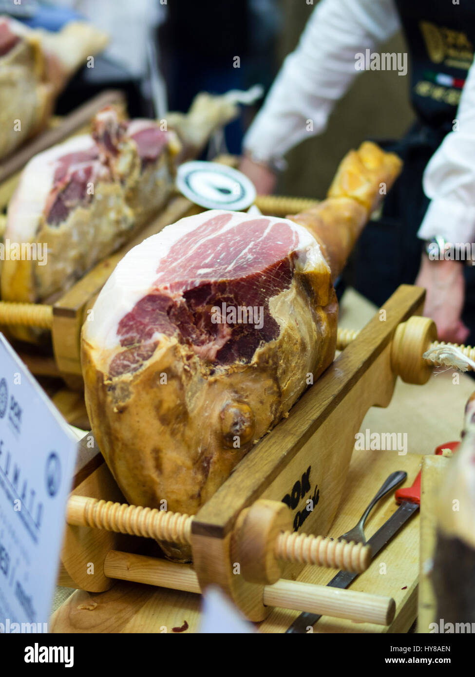 stalls and producers at Salumi da re, prosciutto culatello ham and cold ...