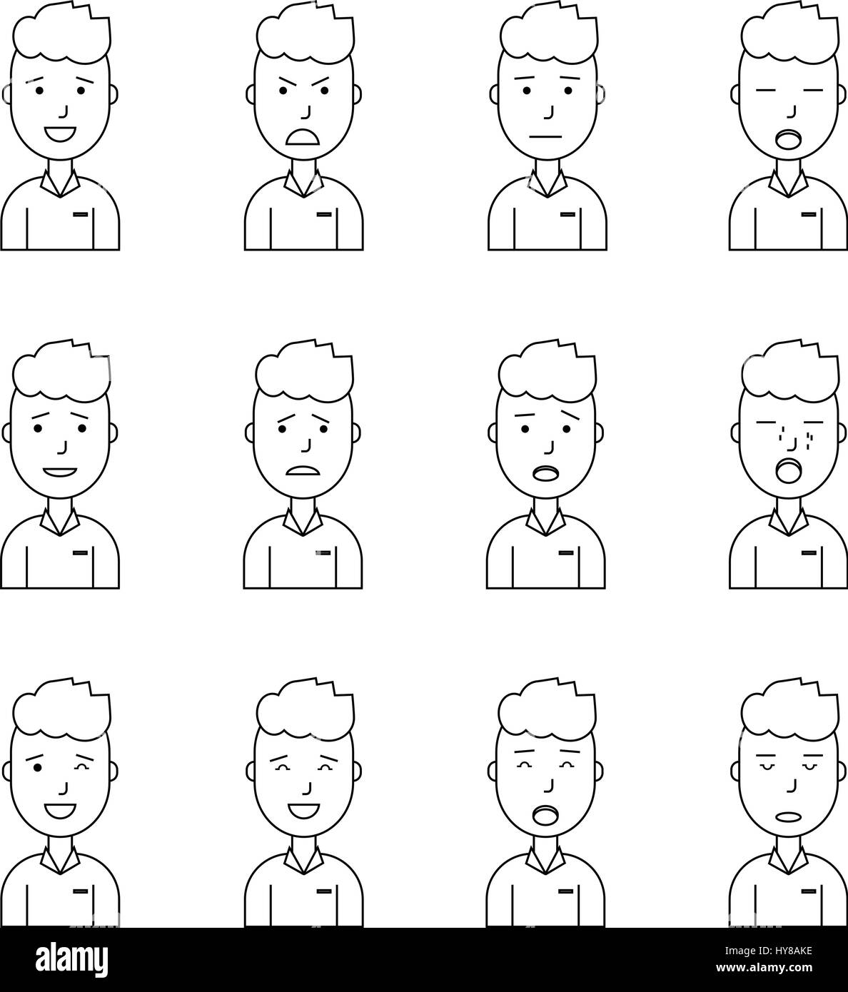 Boy different facial expressions illustration Black and White Stock ... Boy different facial expressions illustration Black and White Stock ...