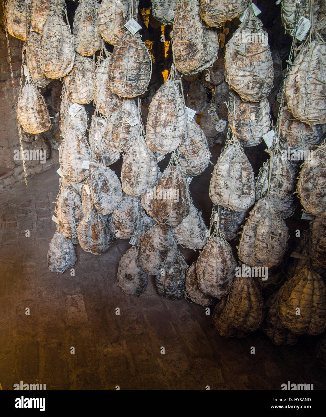 culatello ham aging at the Corte Pallavicina, King of Salumi food ...