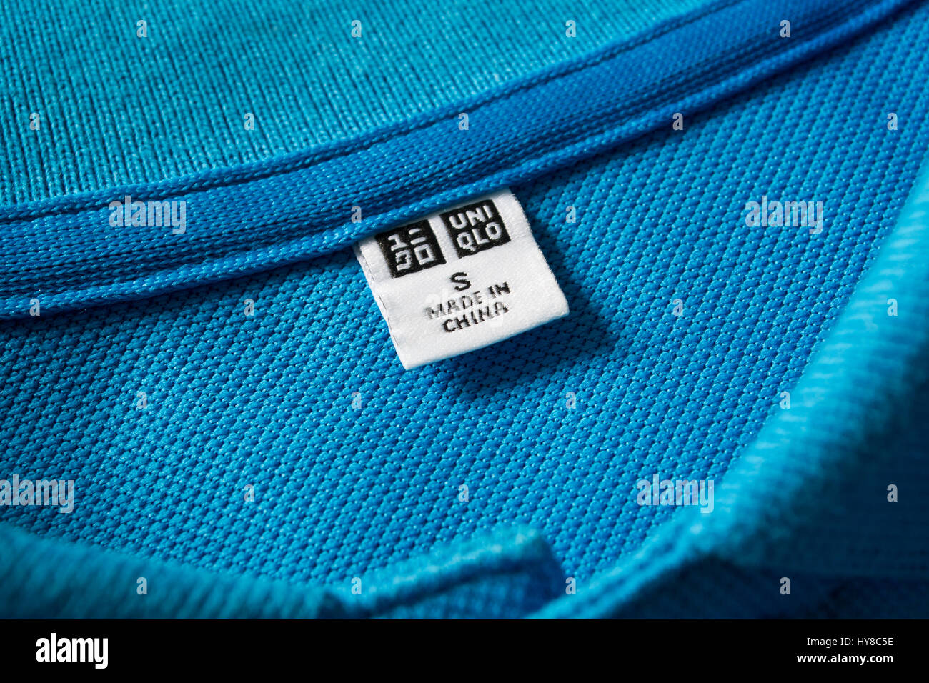 Bangkok, Thailand - August 2, 2017 : Label tag on Uniqlo shirt shows ...