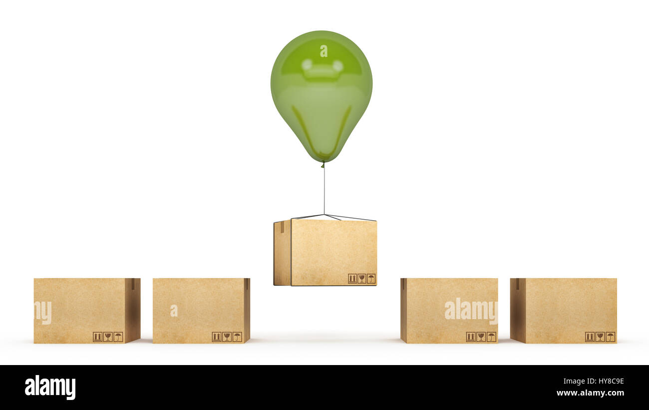 balloons and cardboard. 3d rendering Stock Photo - Alamy