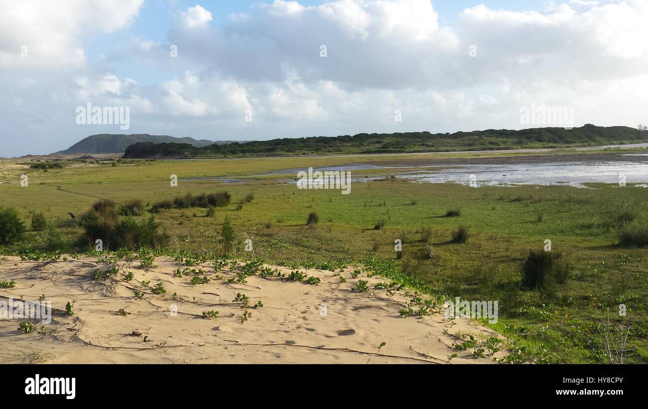 southafrican countryside with a lake and distant hills Stock Photo - Alamy