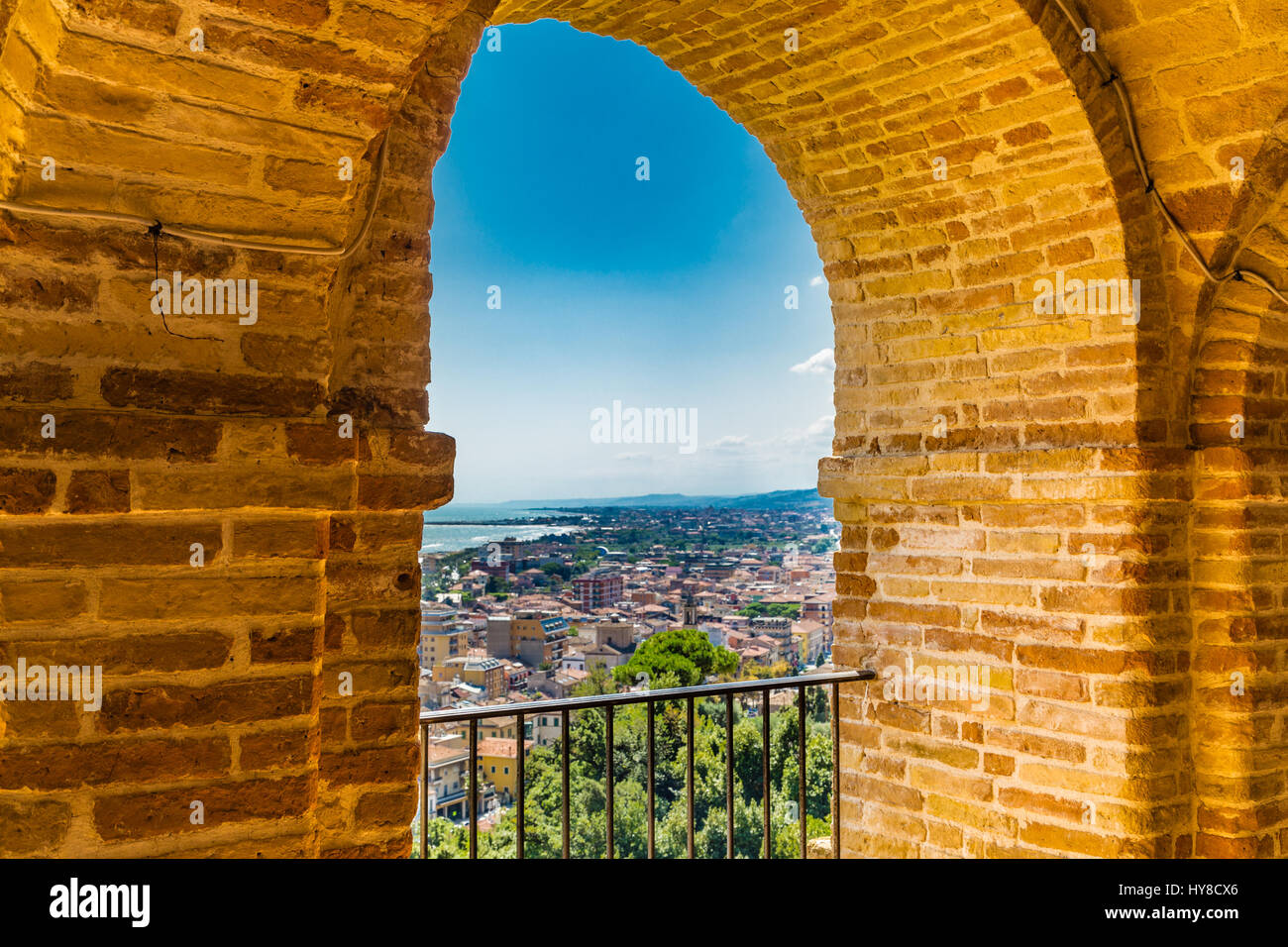 medieval window on picturesque village on the sea in Italy Stock Photo ...